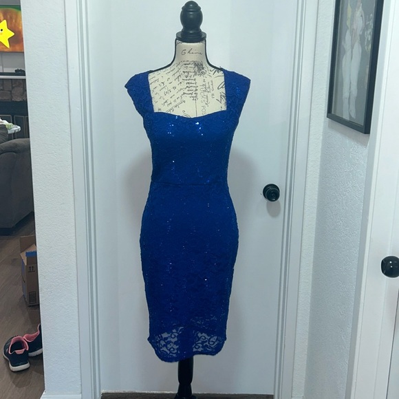Scala | Dresses | Blue Sequin Cocktail Prom Dress | Poshmark